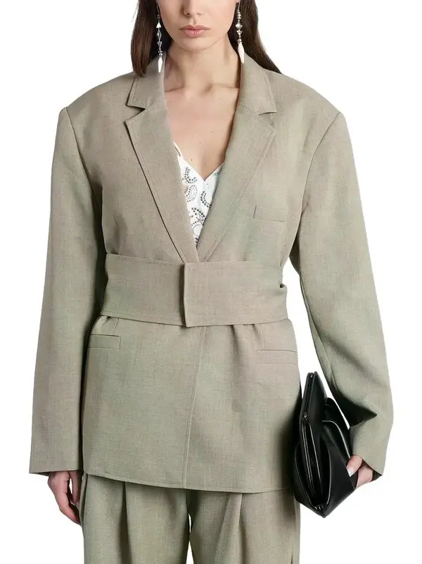 IRO PARIS Suny Belted-waist Notch-lapel Jacket - Green