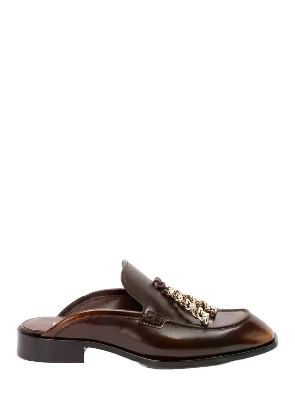 Loewe Chain-embellished Leather Mule Loafers - Brown