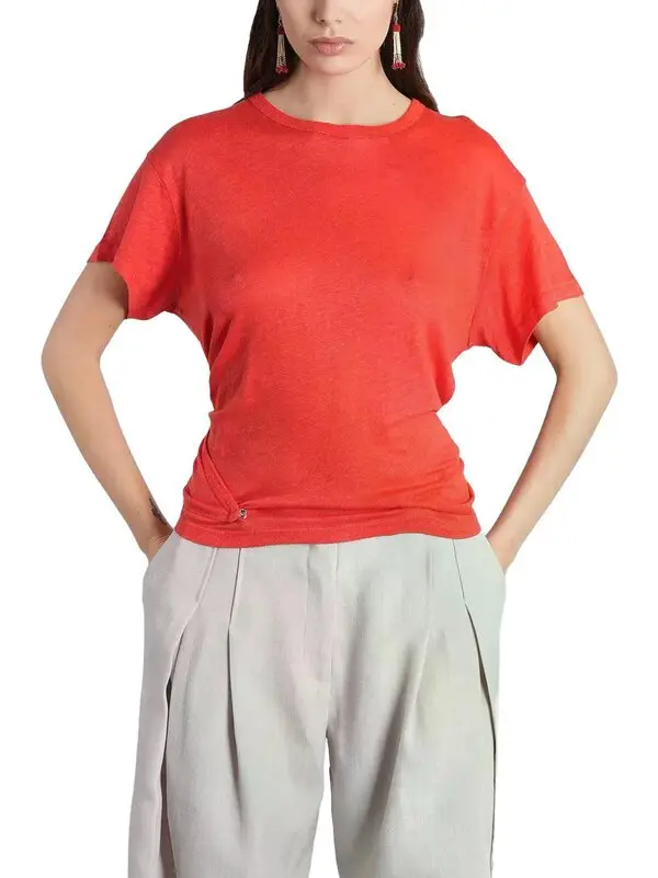 IRO PARIS Sorenza Twist-detail Linen T-shirt - Red
