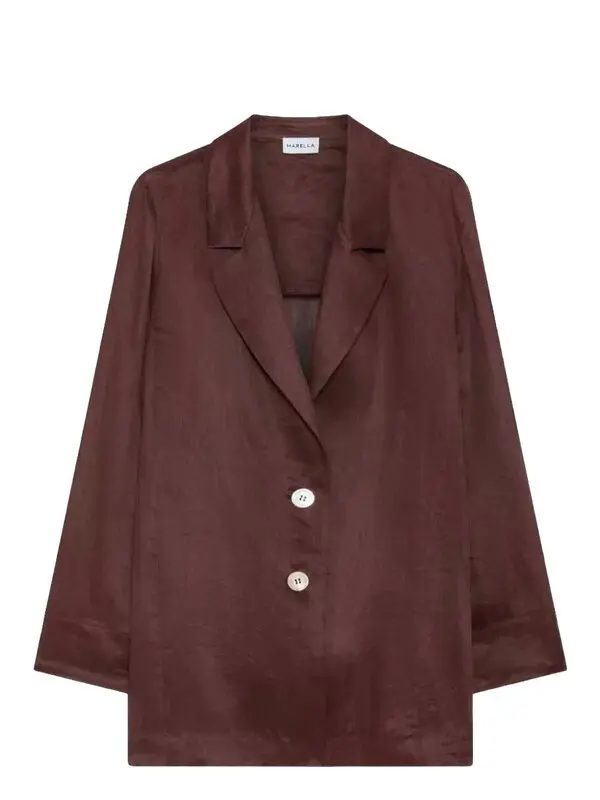 Marella Notched-lapel Ramie Blazer - Brown