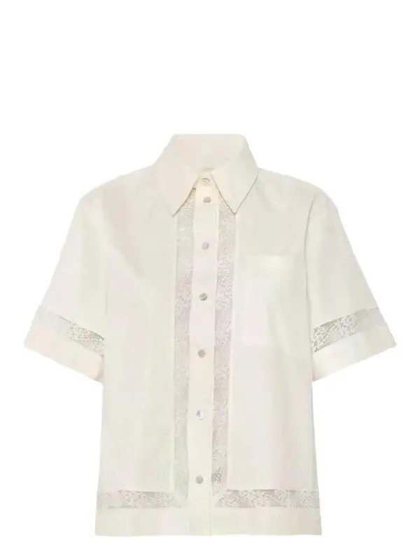 Marella Lace-trim Poplin Shirt - Neutrals