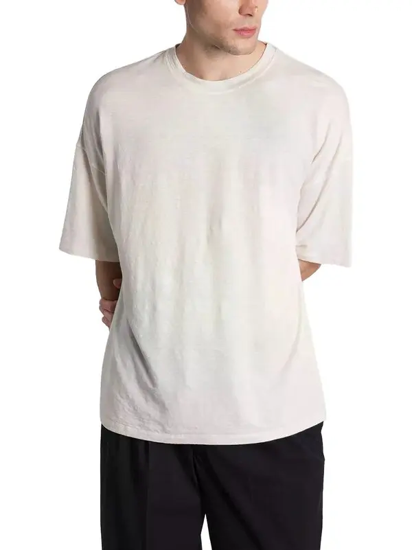 ROBERTO COLLINA Short-sleeve Crewneck Linen T-shirt - Neutrals