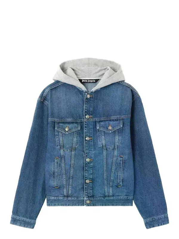 Palm Angels Hooded Denim Jacket - Blue