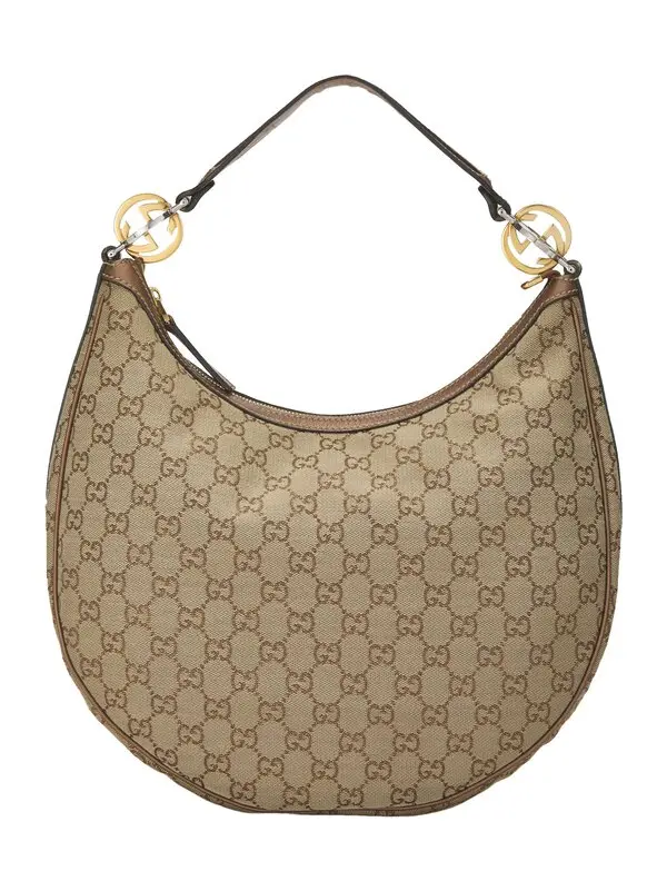 Gucci Gg Canvas Lurex Twins Hobo - Brown
