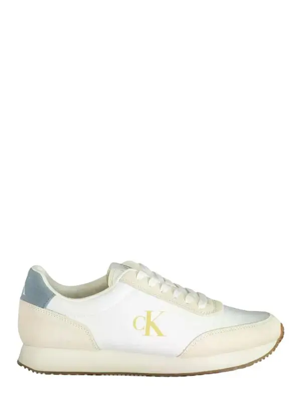 Calvin Klein Logo-print Suede-paneled Sneakers - White