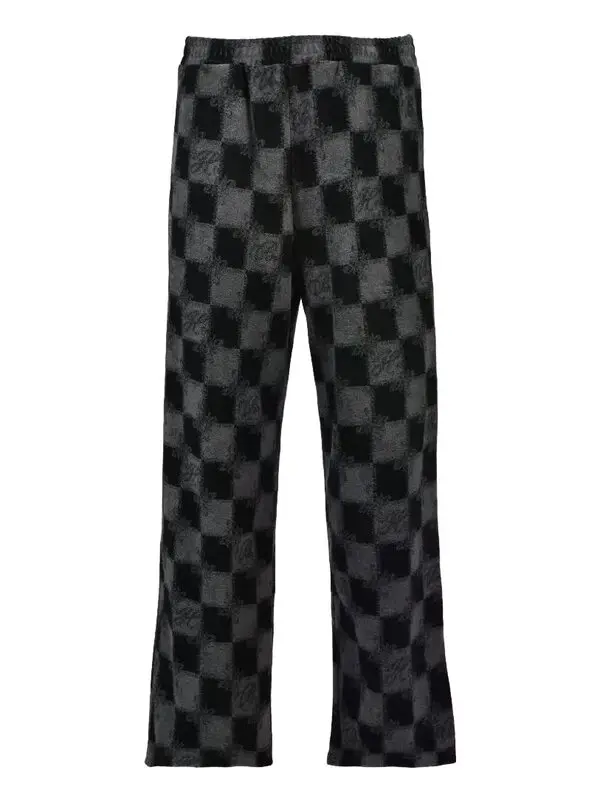 BREATH Block Check Terrycloth Trousers - Black
