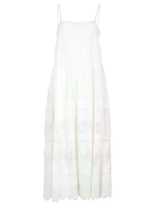 The Great. Rosette Crochet-trim Maxi Dress - Neutrals