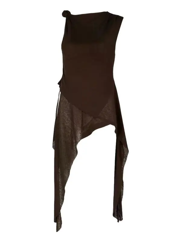 GANNI Knot-detail Marl-mesh Tank Top - Brown