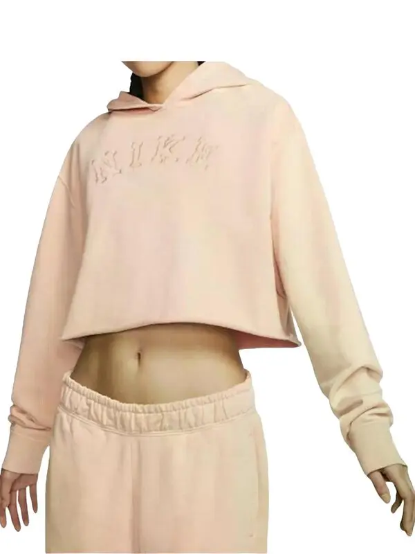 Nike Washed-effect Cropped Hoodie - Pink