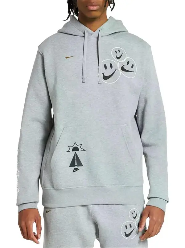 Nike Club Smile Graphic-print Hoodie - Grey