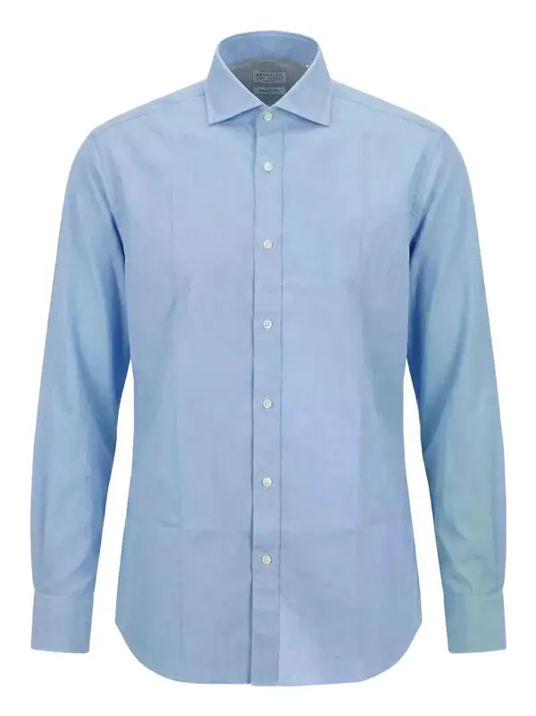 Brunello Cucinelli Spread-collar Long-sleeve Shirt - Blue