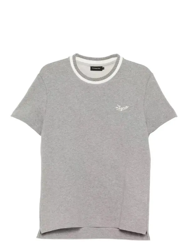 Zegna Logo-embroidered T-shirt - Grey