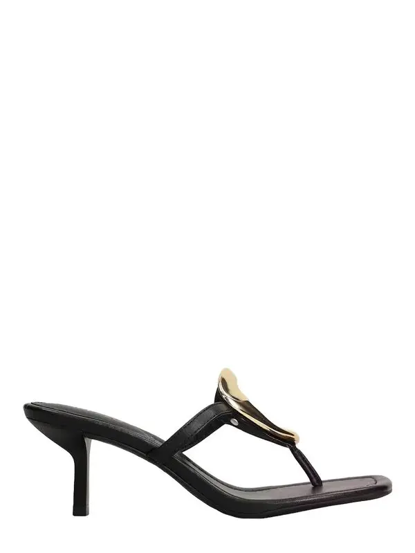 AREZZO Sculptural Plaque Thong Sandals - Black