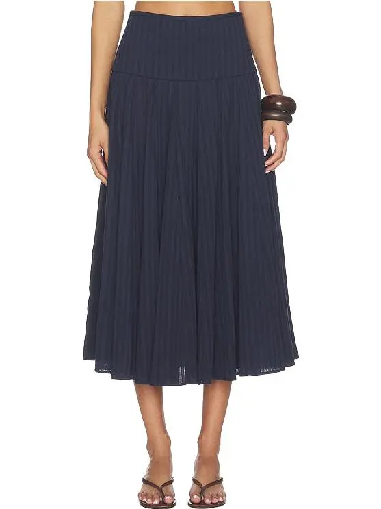 ELODIE THE LABEL Merritt Pleated Skirt - Navy