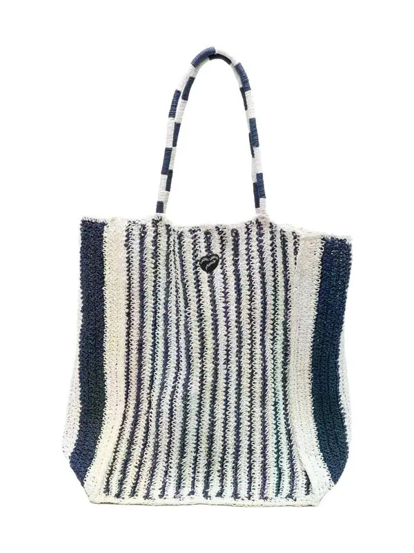 Maison Labiche Morard Stripe-pattern Raffia Tote Bag - White