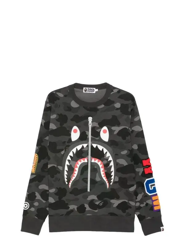 BAPE BLACK BY *A BATHING APE® Bape A Bathing Ape® Camouflage Shark Motif Sweatshirt - Black