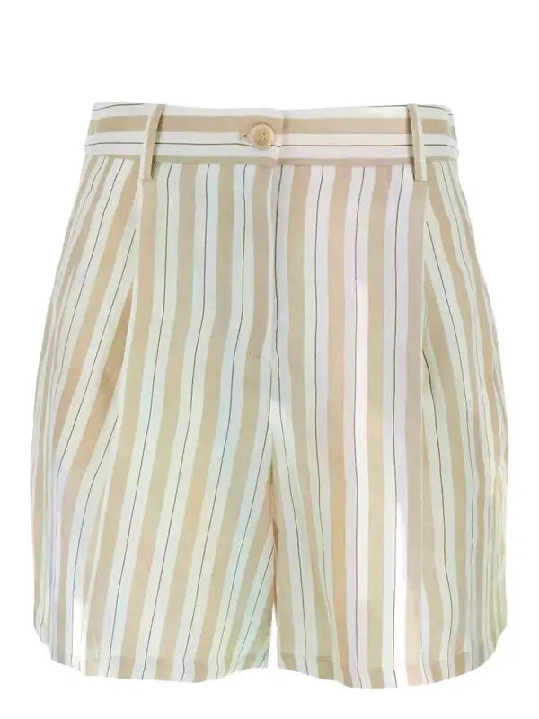 SEMICOUTURE Striped Pleated Shorts - Neutrals