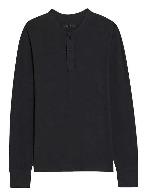 Rag & Bone Cottonblend Jersey Henley Tshirt - Black