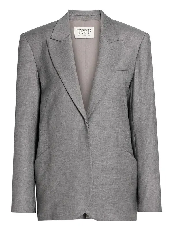 TWP Perfect Boyfriend Wool-blend Crepe Blazer - Gray