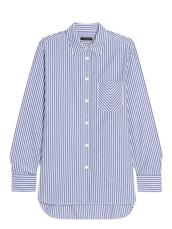 Rag & Bone Maxine Striped Cotton-poplin Shirt - Blue