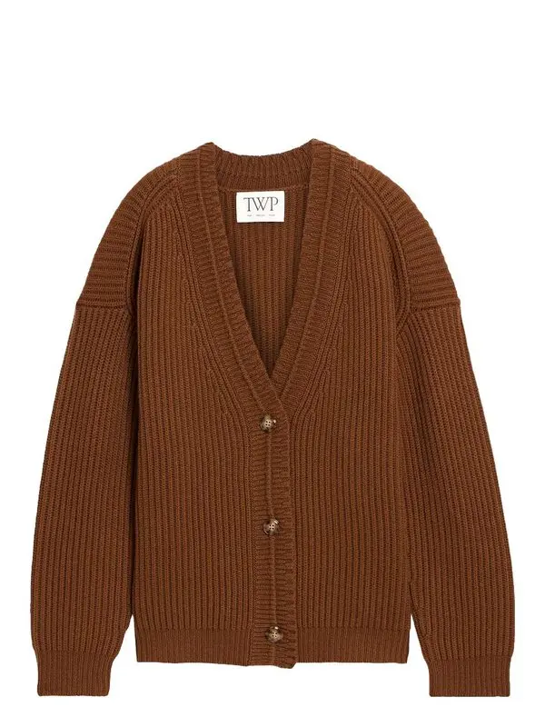 TWP Ribbed Cashmere Cardigan - Brown