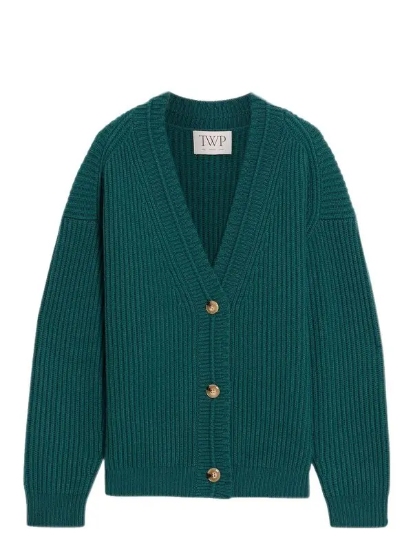 TWP Ribbed Cashmere Cardigan - Emerald