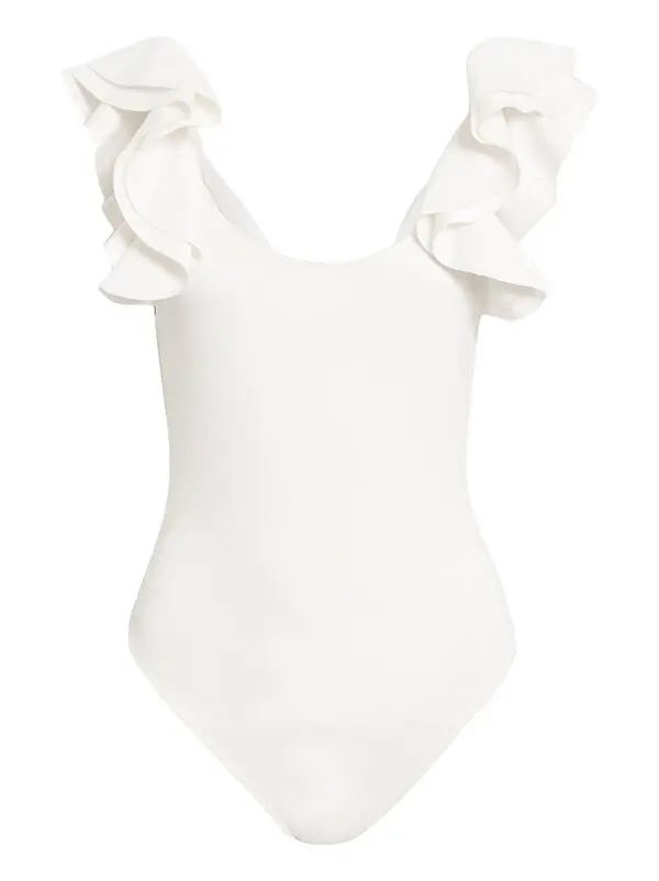 Alice + Olivia Tawny Ruffled Bodysuit - White