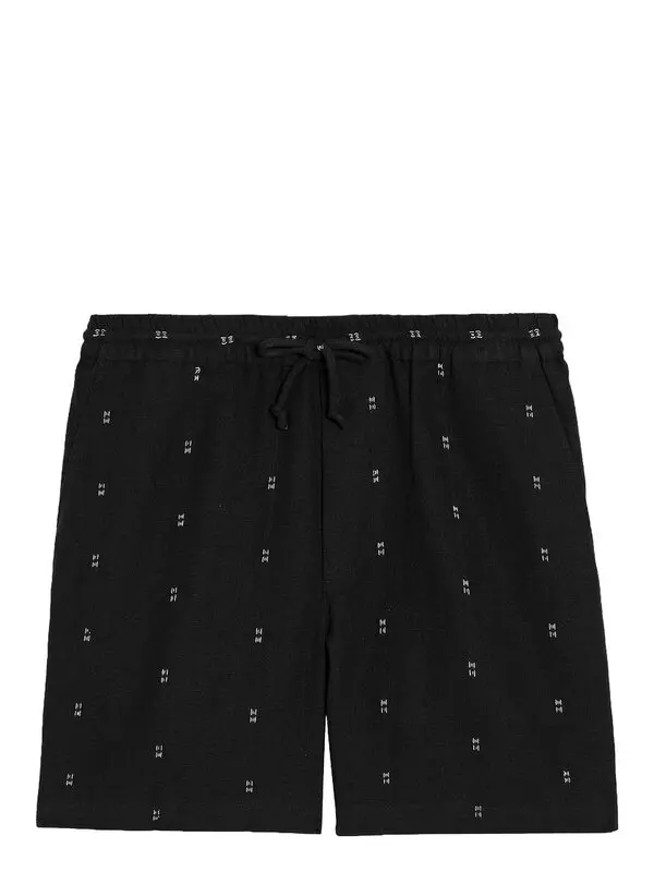 Rag & Bone Marc Embroidered Cotton And Linen-blend Drawstring Shorts - Black