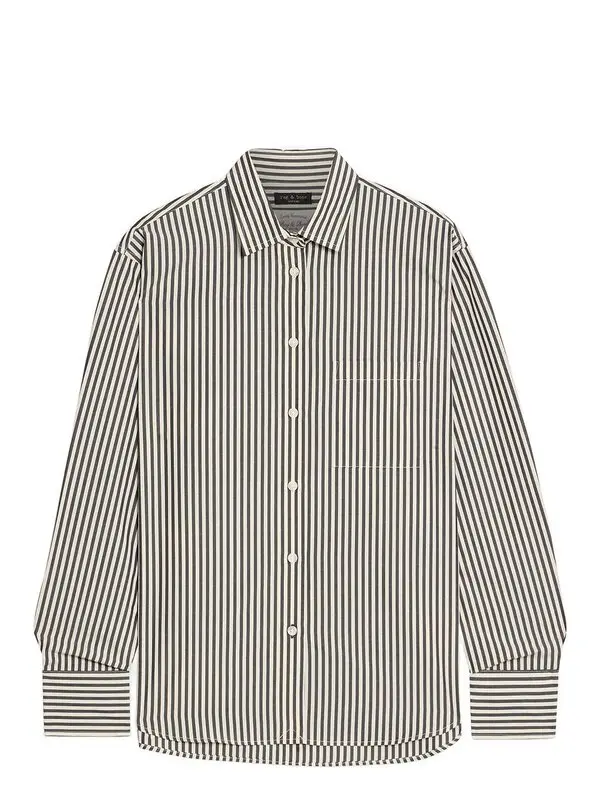 Rag & Bone Connie Striped Cotton-poplin Shirt - Midnight Blue