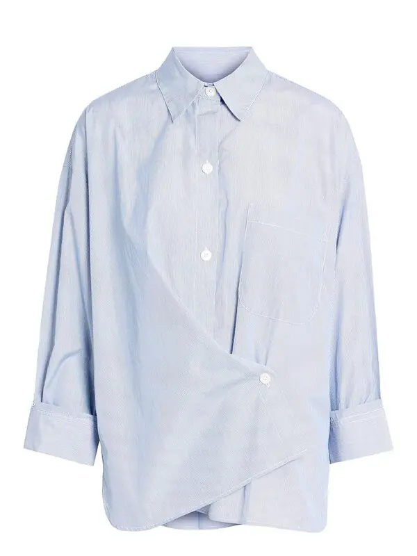 TWP Asymmetric Striped Shirt - Light Blue