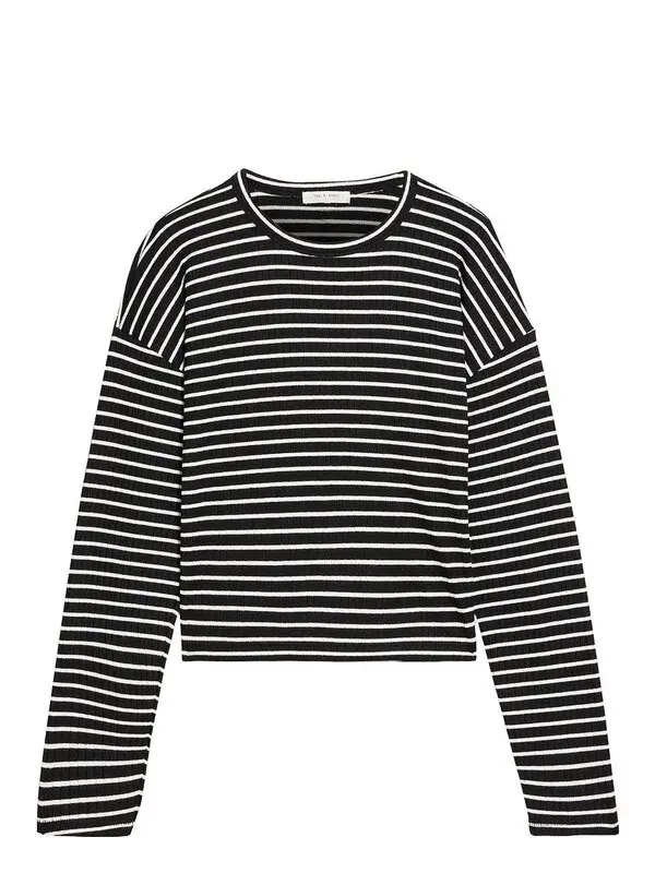 Rag & Bone Striped Ribbed-knit Top - Black
