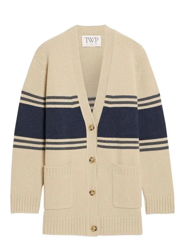 TWP Striped Cashmere Cardigan - Beige