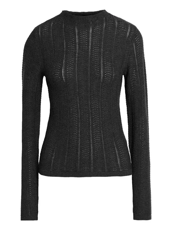 Rag & Bone Francesca Pointelle-knit Wool Sweater - Charcoal