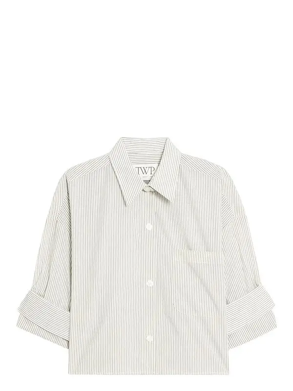 TWP Cropped Striped Cotton-poplin Shirt - Ivory