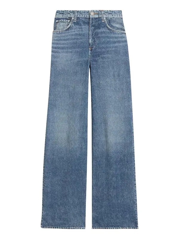 Rag & Bone Miramar Sofie Denimeffect Printed Wide-leg Pants - Mid Denim