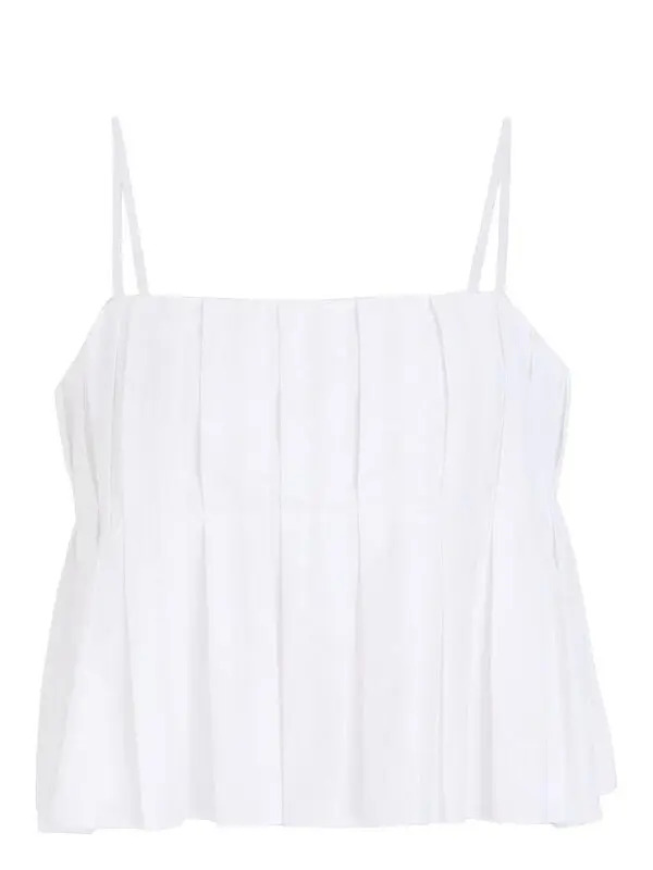 Theory Pleated Cotton-blend Poplin Top - Off-white