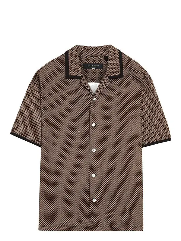 Rag & Bone Geo Printed Crepe Shirt - Navy