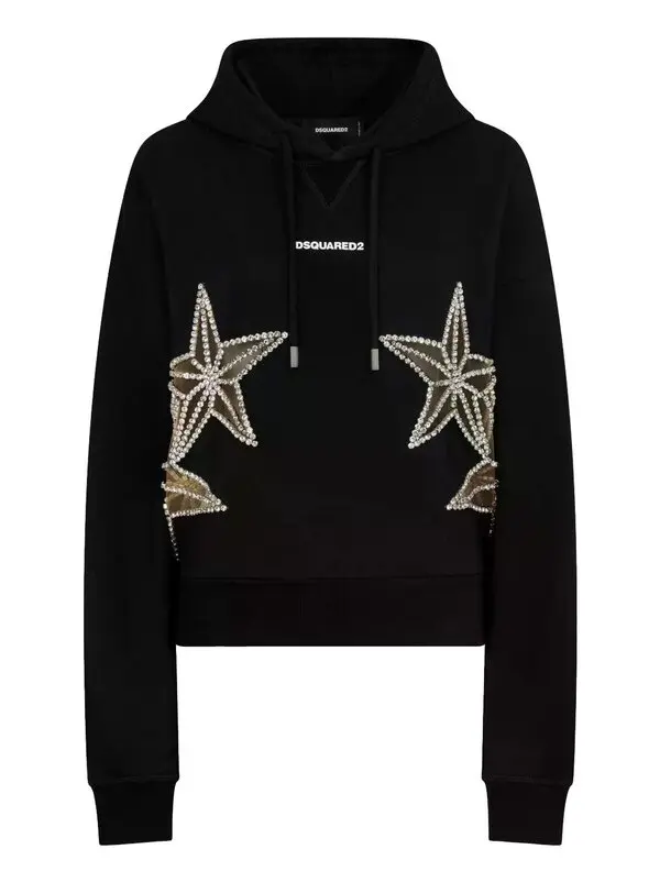 Dsquared2 Star-embellished Cotton Hoodie - Black