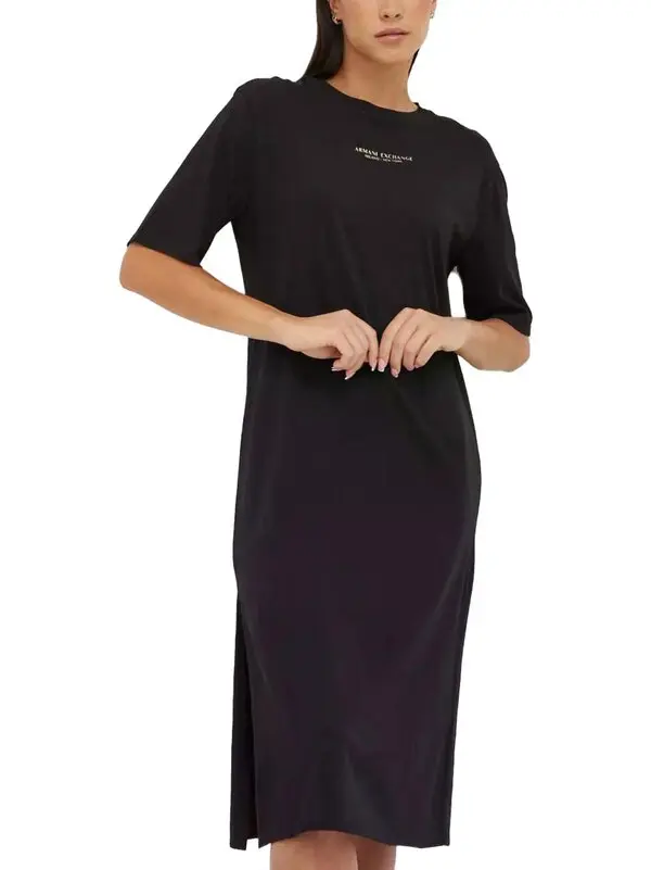 Armani Exchange Logo-print Midi Dress - Black