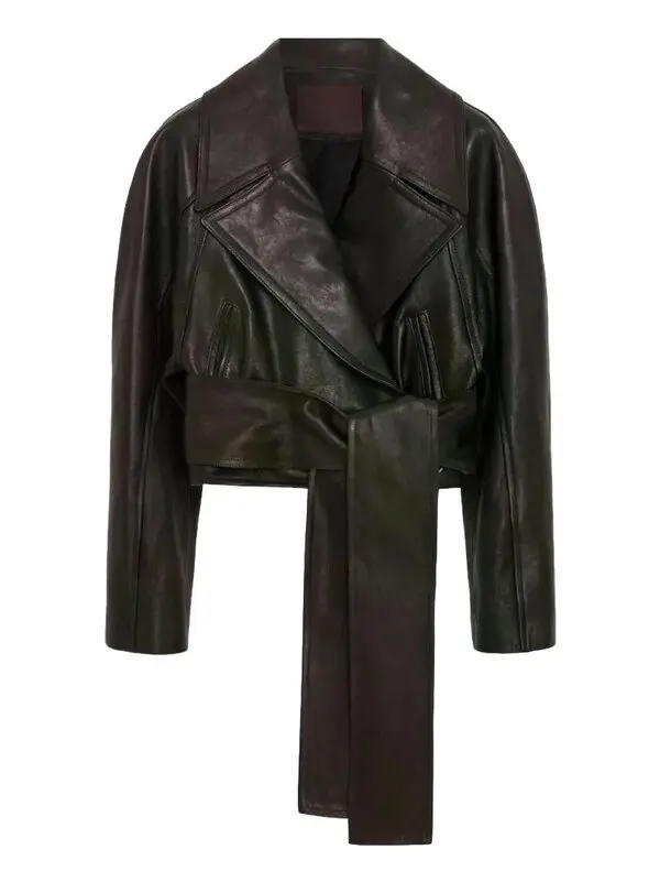 16Arlington Palmer Belted Leather Jacket - Brown