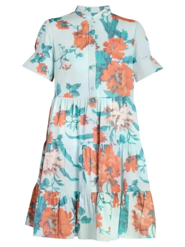 Erdem Floral-print Tiered Midi Dress - Blue
