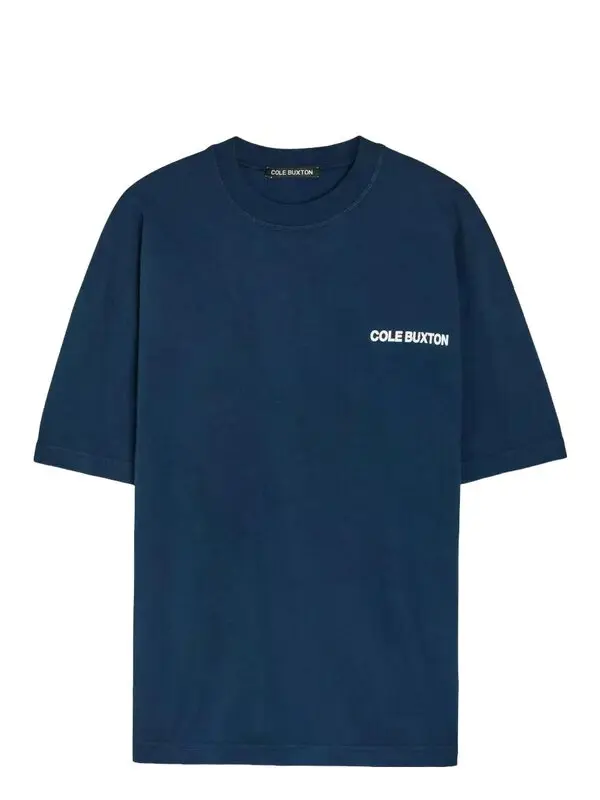 COLE BUXTON Logo-print Dropped-shoulder T-shirt - Blue
