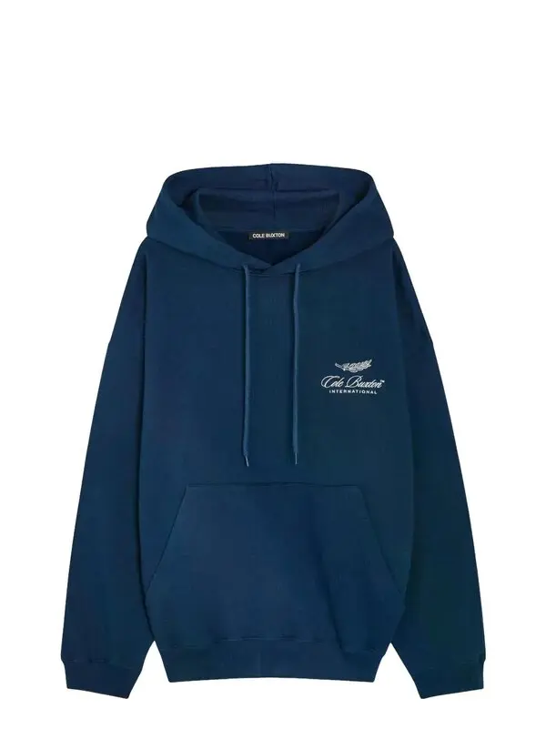 COLE BUXTON Logo-embroidered Drawstring Hoodie - Blue