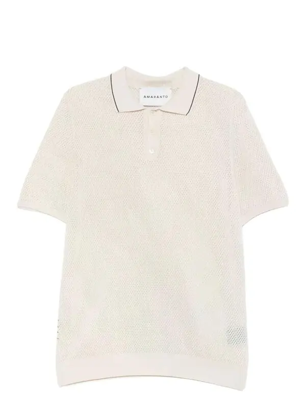 AMARANTO Perforated-knit Polo Shirt - White