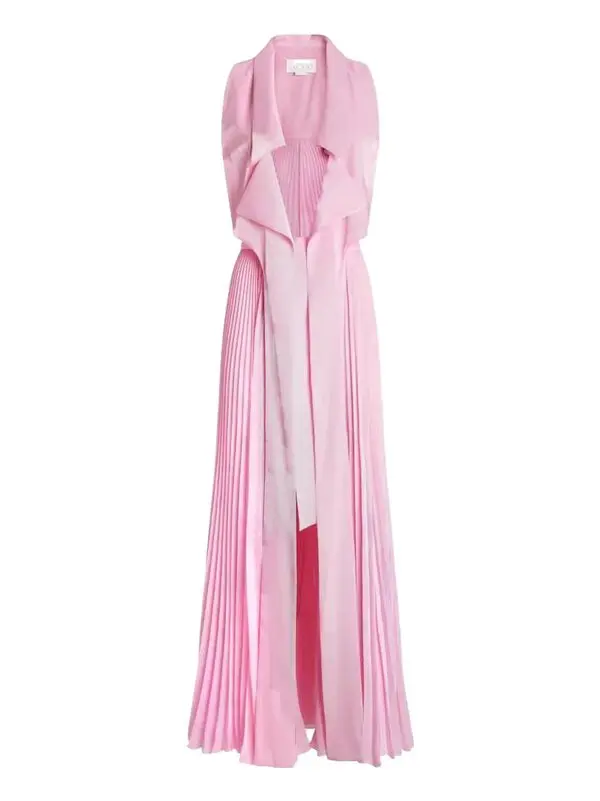 GENNY Sleeveless Lace Pleated Trench Coat - Pink