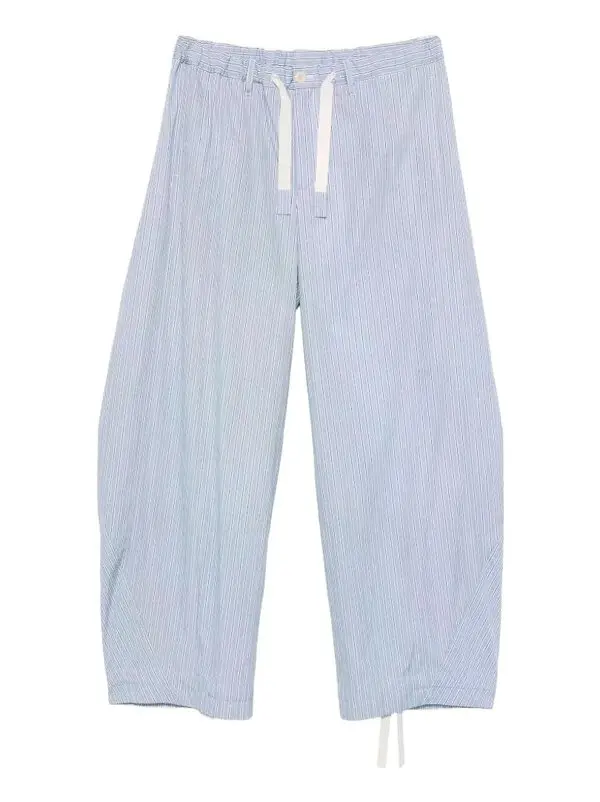 Sacai Striped Drawstring-waist Trousers - Blue
