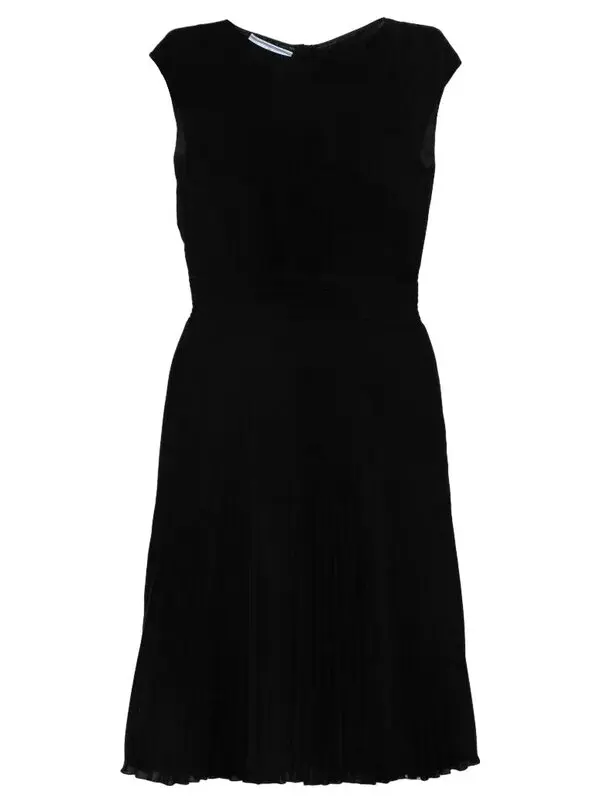 Prada Pleated Sleeveless A-line Dress - Black