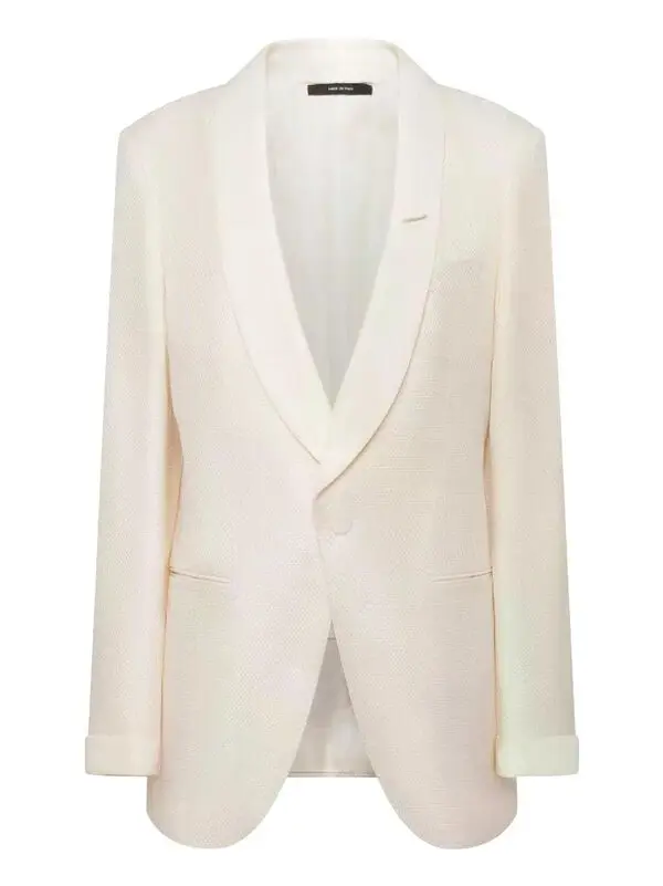 TOM FORD Shawl-lapel Honeycomb-textured Jacket - Neutrals
