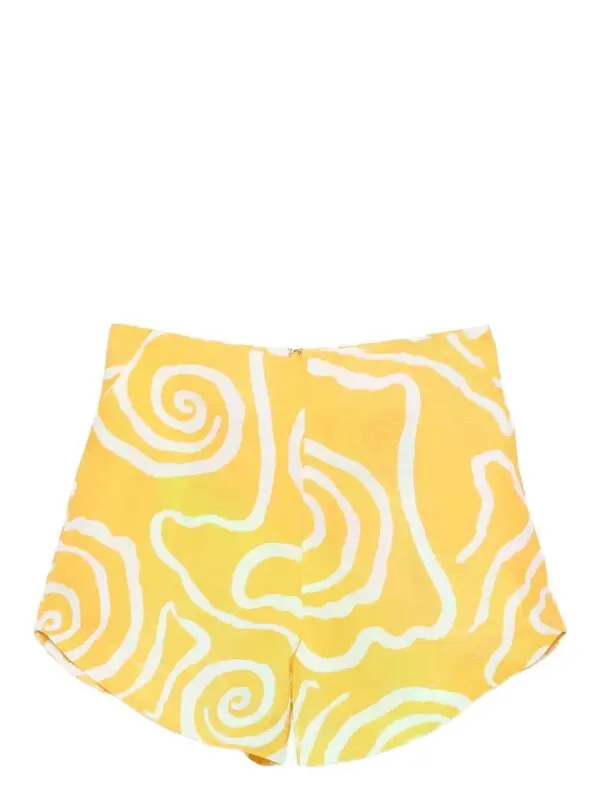 CALA DE LA CRUZ Abstract-print High-waisted Shorts - Yellow
