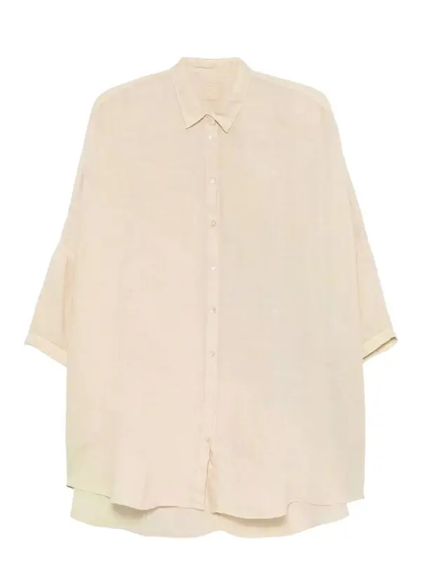 120% Lino Oversized Button-down Top - Neutrals